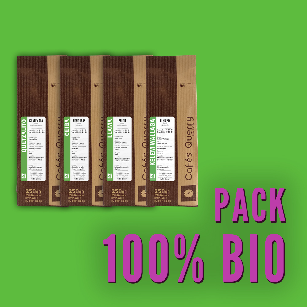 Pack cafés "Bio" 4 sachets (Guatemala, Honduras, Ethiopie, Pérou)